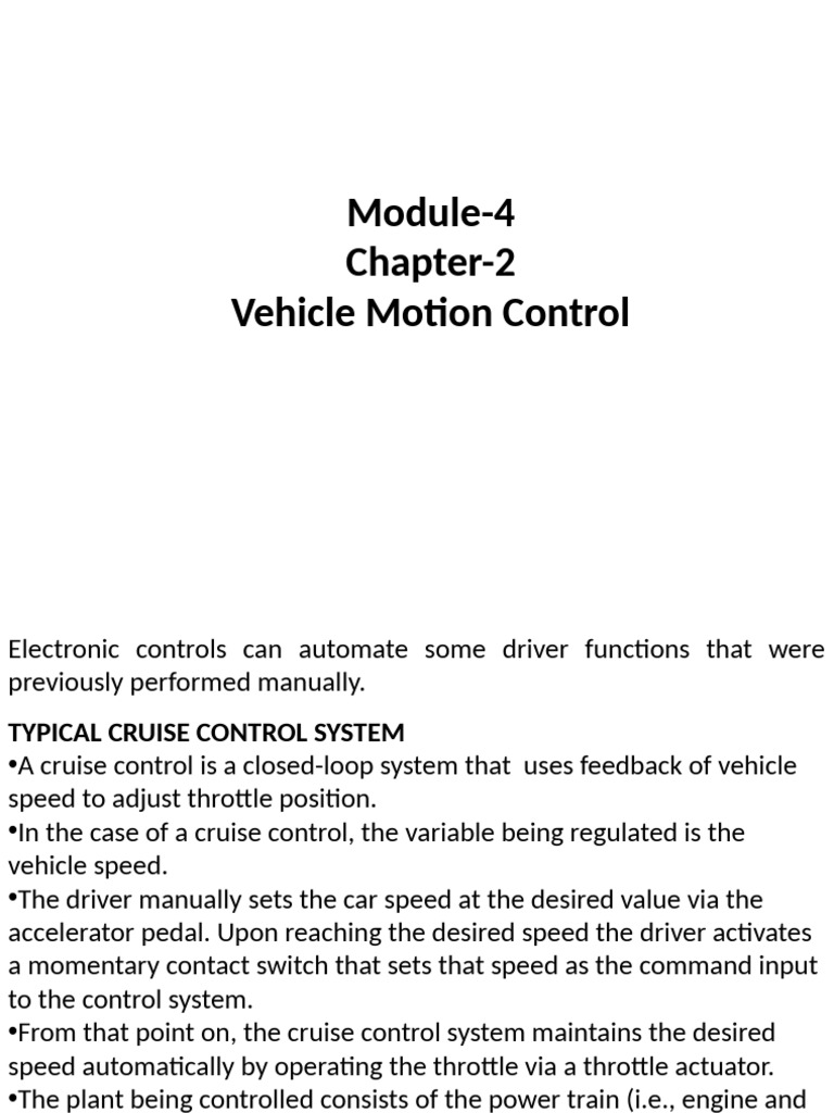 Vehicle Motion Control Systems Explained | PDF | Throttle | Brake