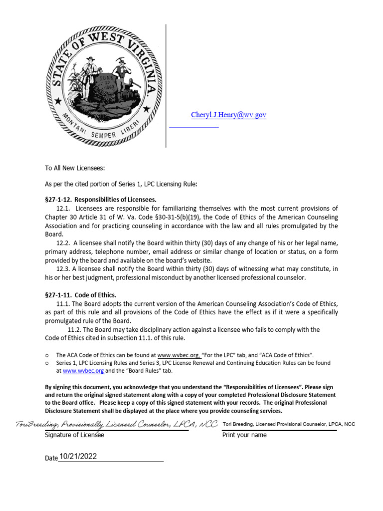 PL Disclosure Statement Instructions Responsbilities of Licensees | PDF ...