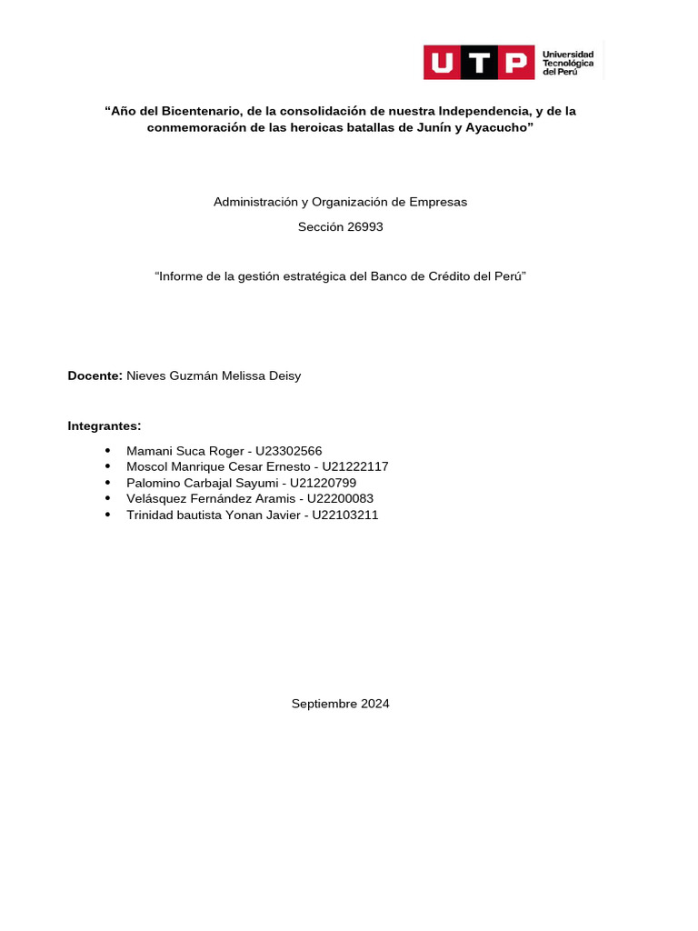 AC - S05 Semana 05 - Tema 01 - Tarea - Avance de Proyecto Final 1 APF1 - 1 | PDF | Análisis FODA ...