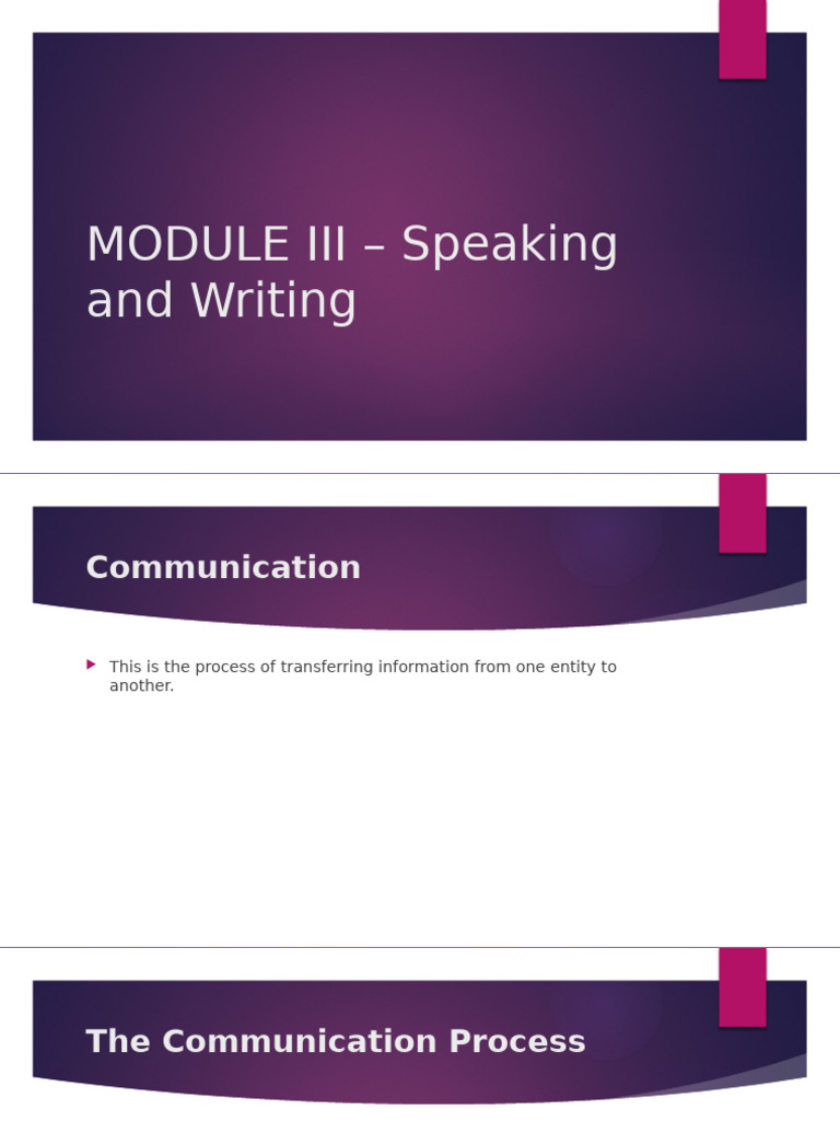 MODULE III The Communication Process | PDF | Communication | Nonverbal Communication