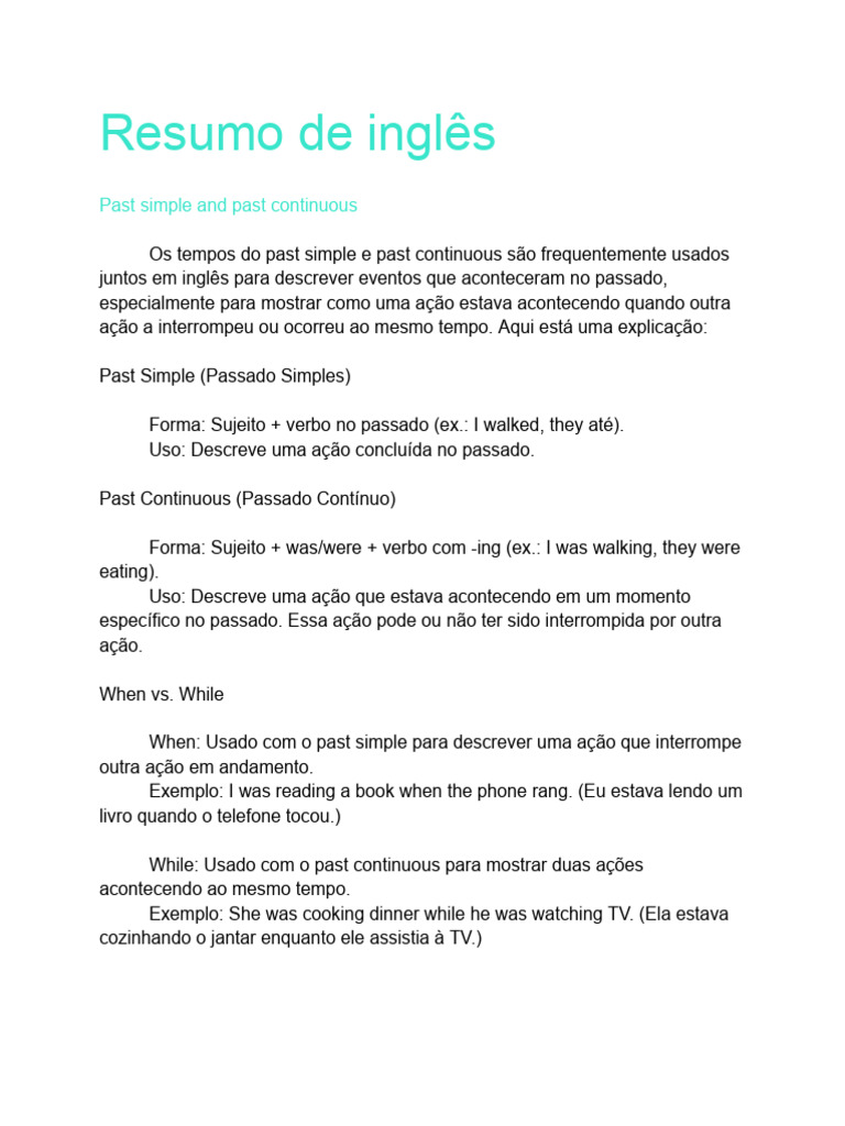 Resumo de Inglês | PDF