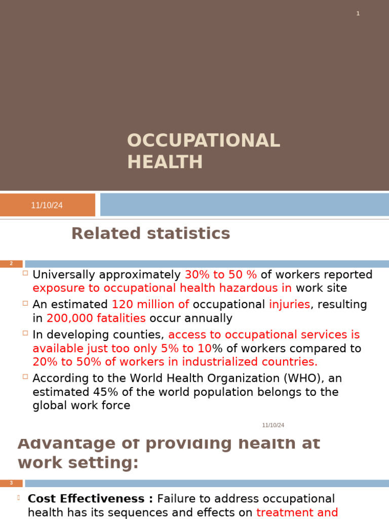7- Occupational Health | PDF | Preventive Healthcare | Occupational Safety And Health