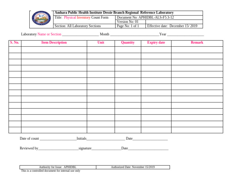 5.3-12 Physical Inventory Count Form - Updated | PDF | Finance & Money ...