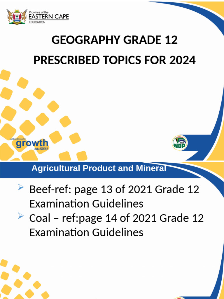Geography Grade 12 Prescrbed Topics For 2024 | PDF