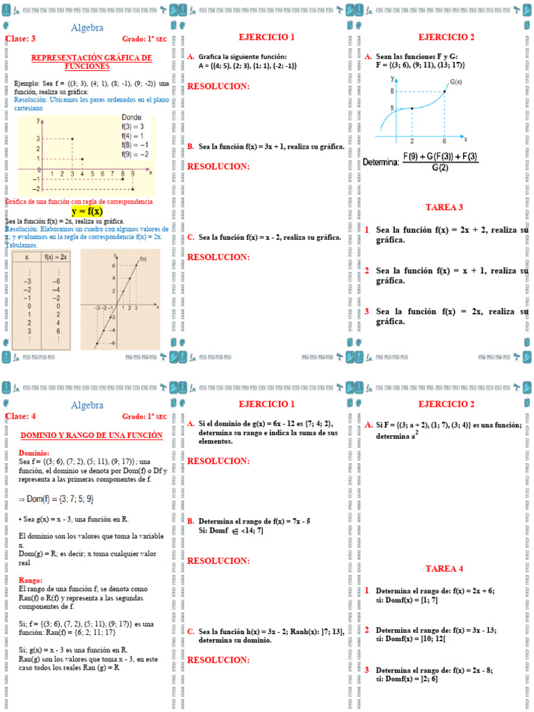 Clase 3 y 4 1 Sec Representacion, Rango y Dominio de Funciones | PDF | Función (Matemáticas ...
