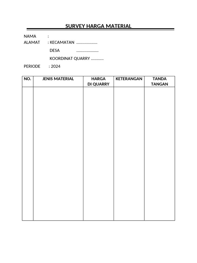 Survey Harga Material | PDF