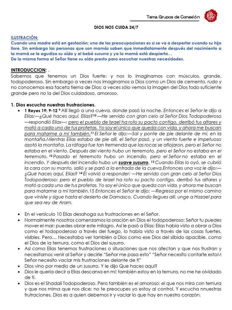 1 Reyes 19 Dios Nos Cuida 24:7 | PDF | Elijah | Oración