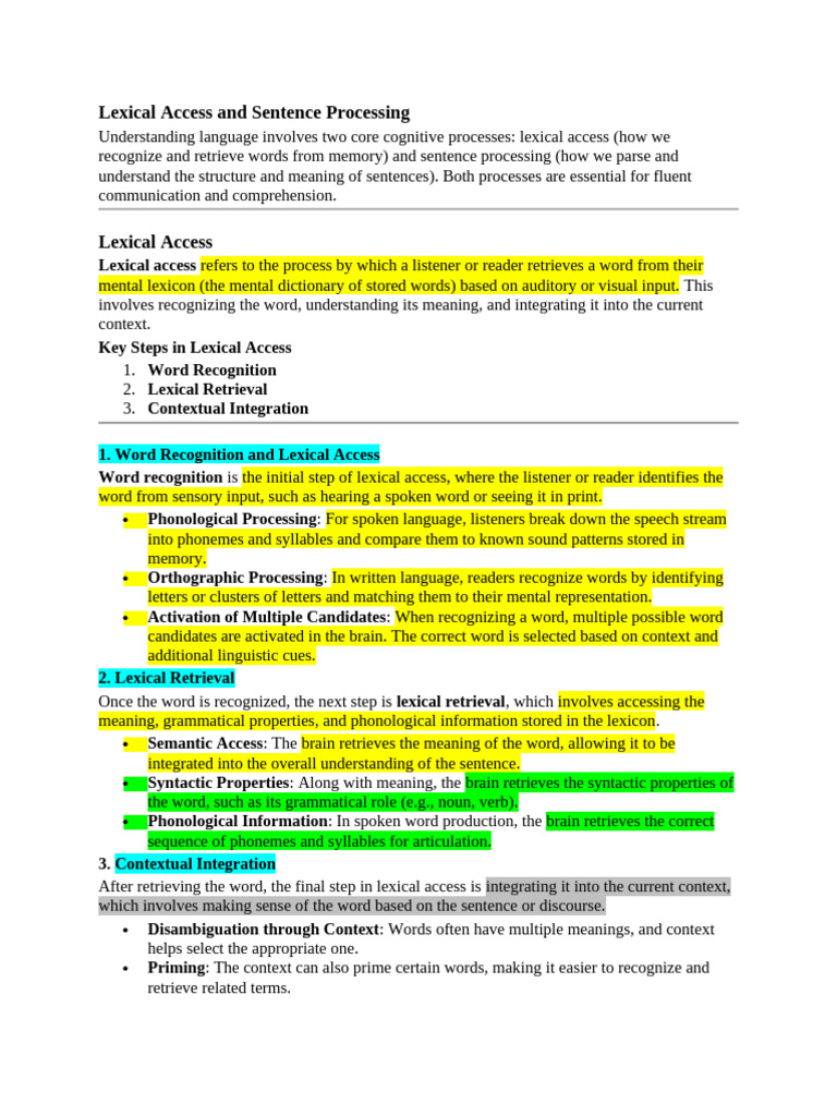 Study Pointers (Working Memory) | PDF | Word | Memory