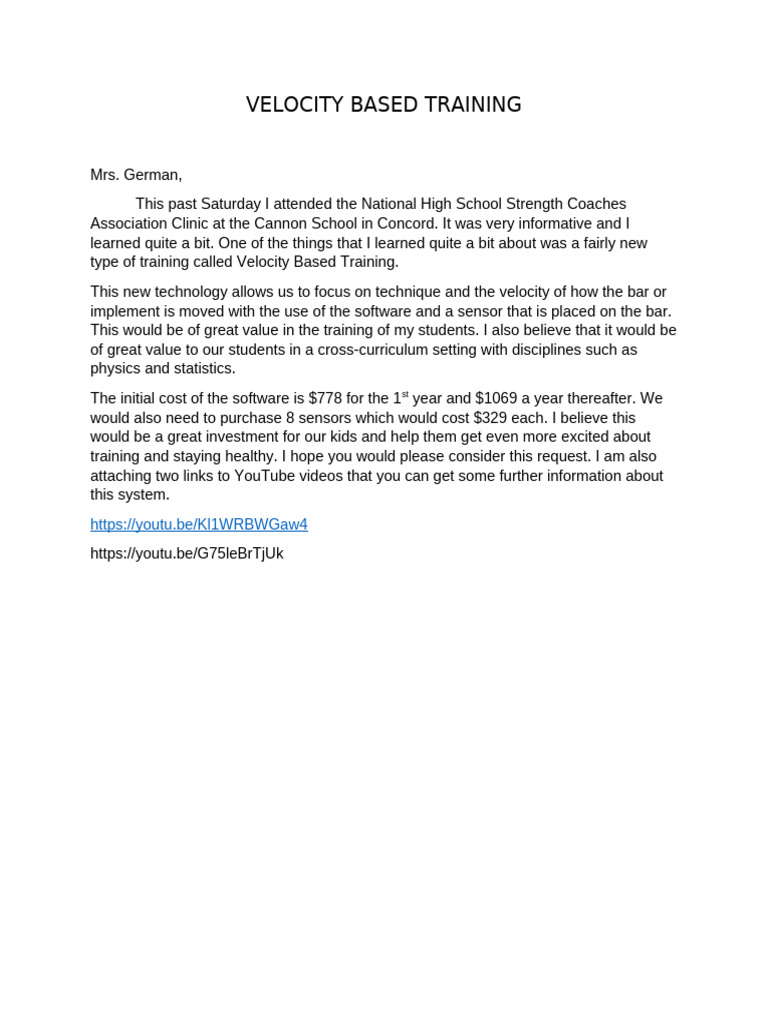 Velocity Based Training | PDF | Career & Growth