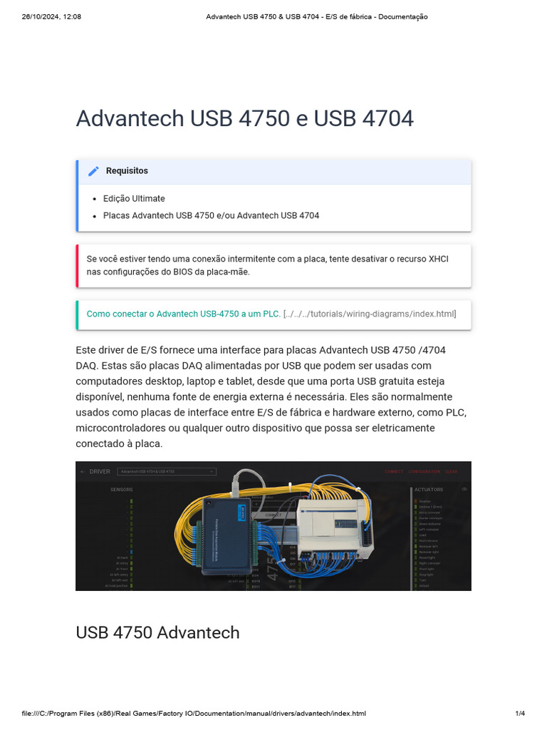 Advantech USB 4750 & USB 4704 - E - S de Fábrica - Documentação | PDF ...