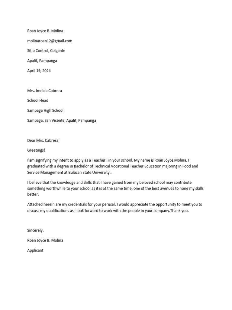 Application Letter | PDF