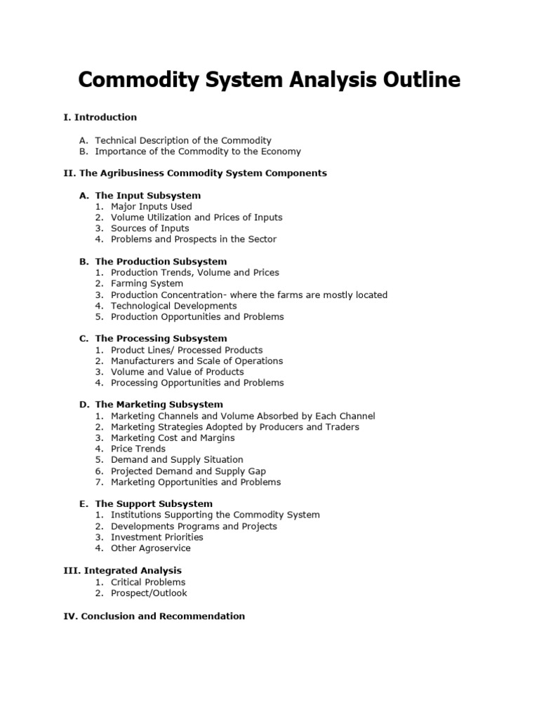 Commodity System Analysis Outline | PDF | Business