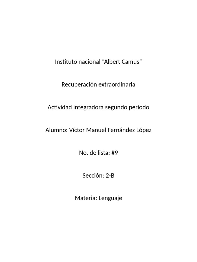 Recuperacion - Integradora Segundo Periodo | PDF | Poesía
