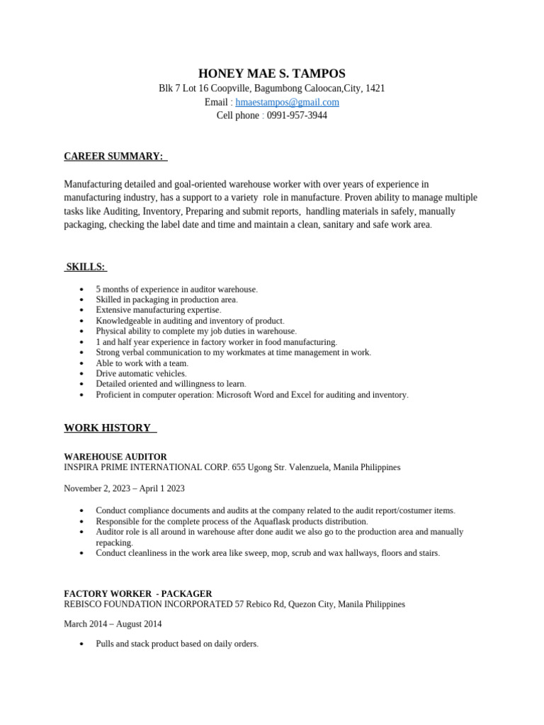 Bottle Sorter Cv | PDF | Warehouse