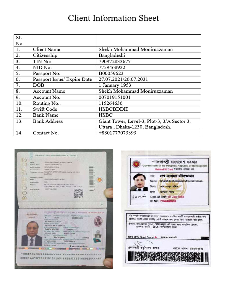 Client Information Sheet | PDF