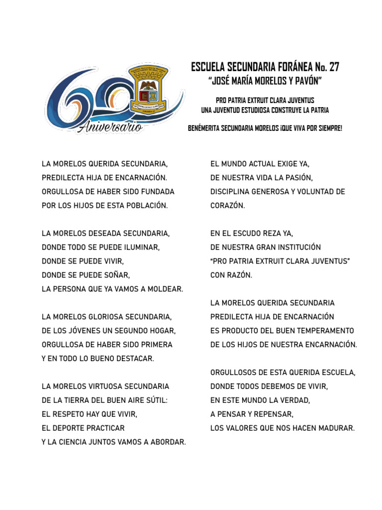 Himno de La Secundaria Morelos | PDF