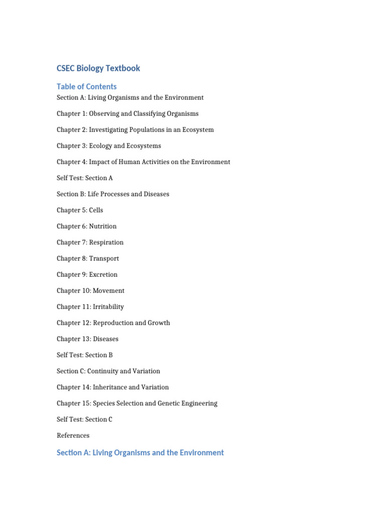 CSEC Biology Textbook Overview | PDF | Wellness | Science & Mathematics