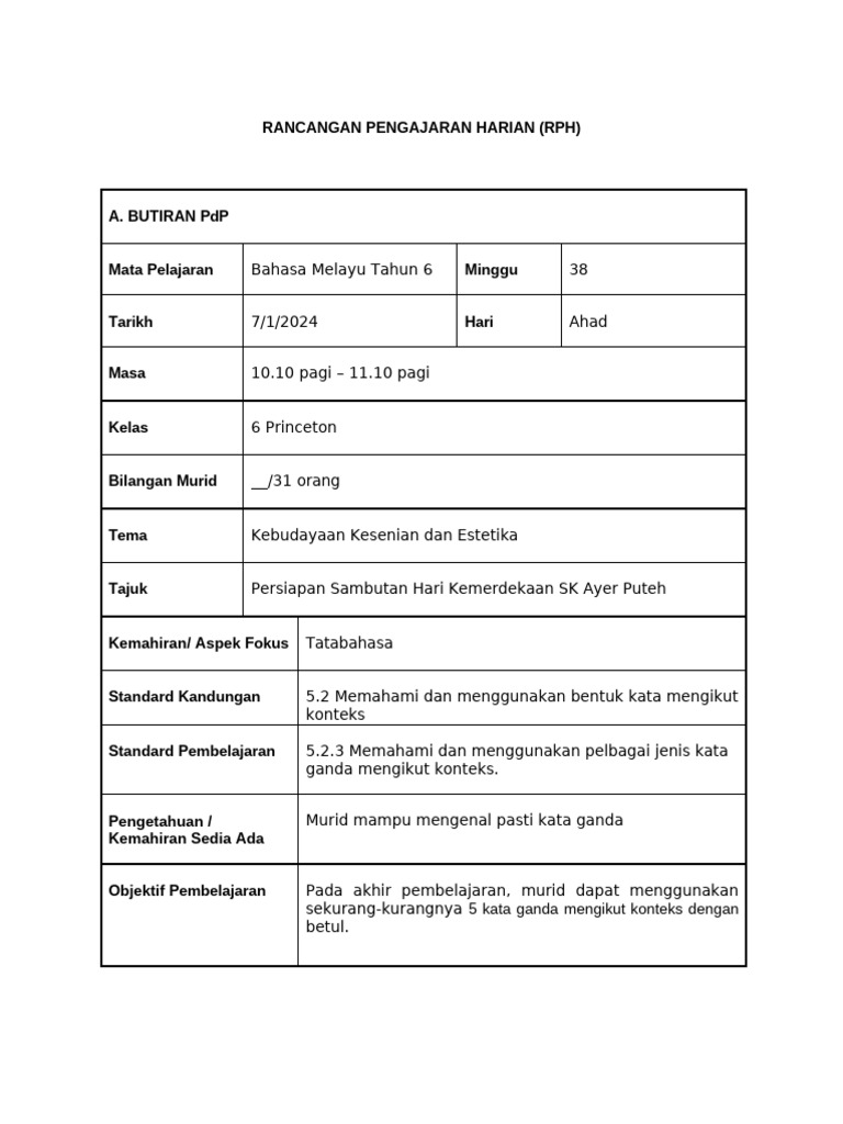 M2-RPH BM 7 Januari 2024 Ahad | PDF