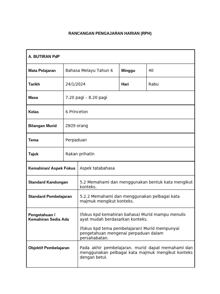M4-RPH BM 24 Januari 2024 Rabu | PDF