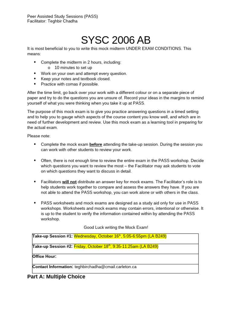 Sysc 2006 Ab Mock Midterm Pdf Integer Computer Science Computer Science