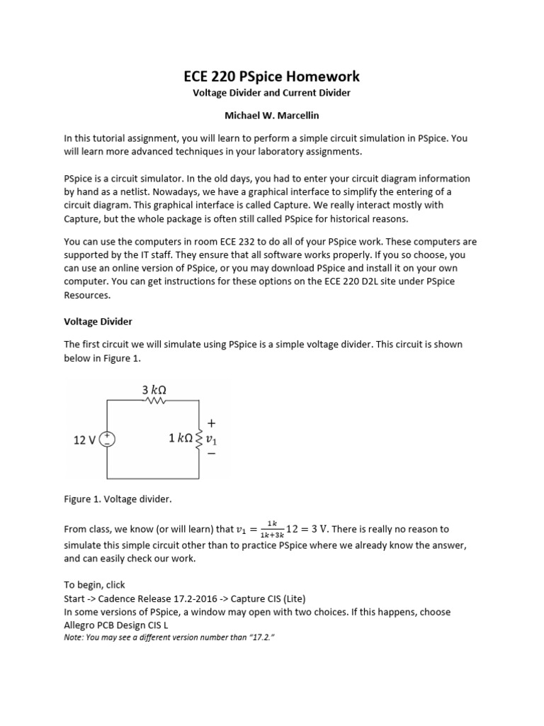 PSpice Homework-20220123 | PDF | Electronics | Electrical Engineering
