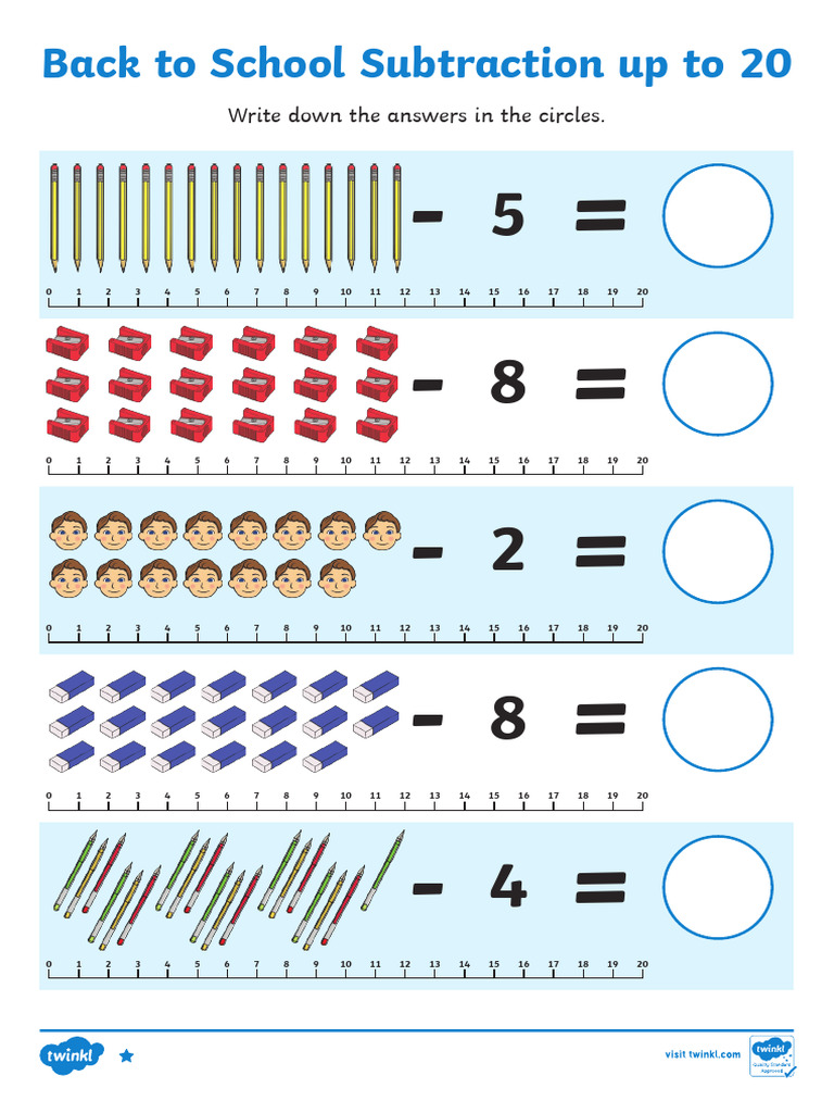 T N 10035 Back To School Subtraction Up To 20 Differentiated Activity ...