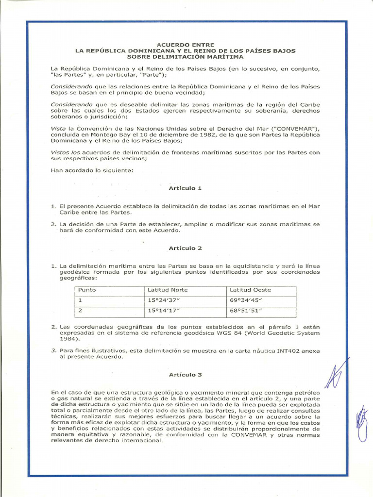 Acuerdo de Frontera Marítima | PDF
