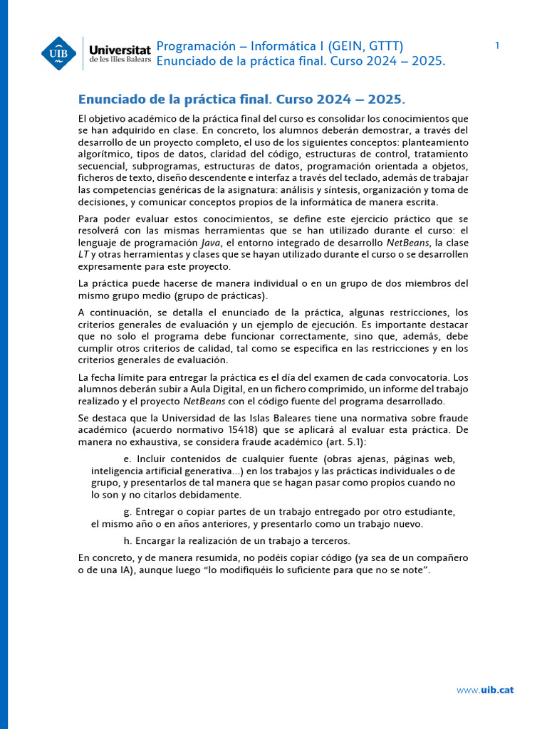 Enunciat Practica v2 Cast | PDF | Archivo de computadora | Programación de computadoras