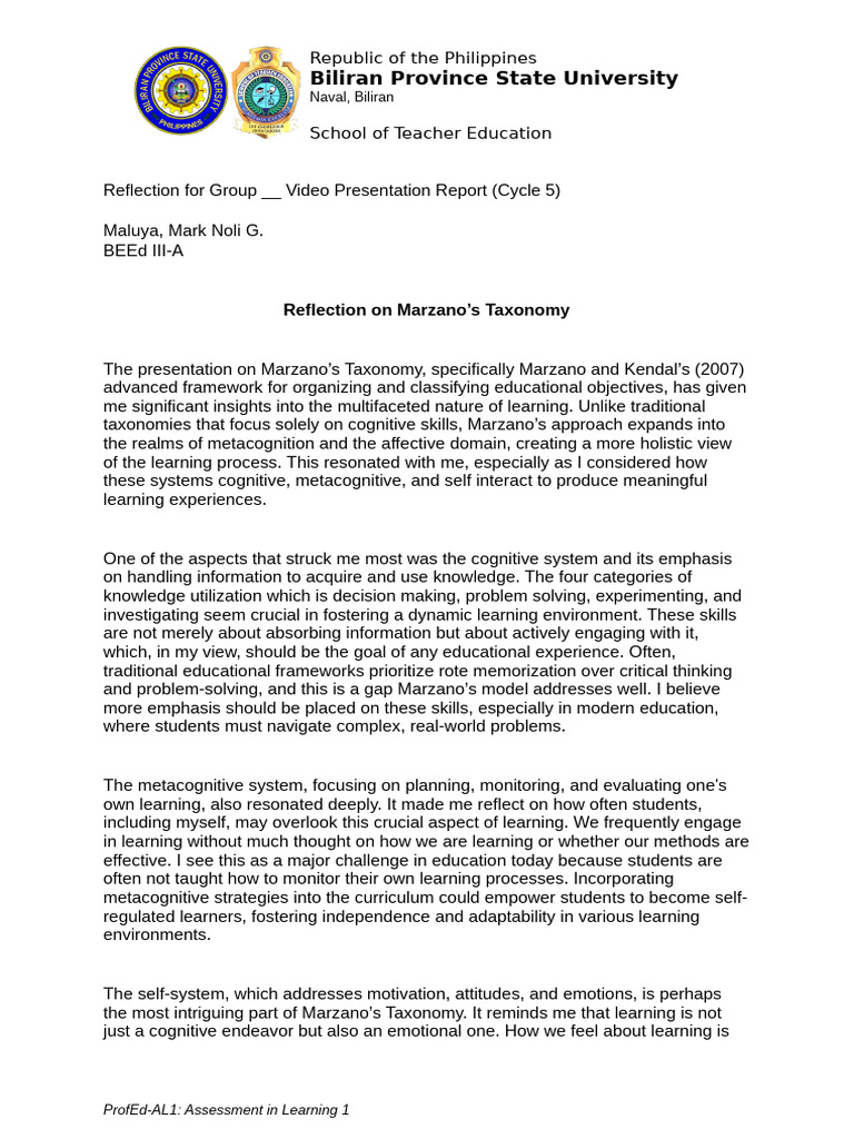 Cycle 5 Reflection Paper | PDF | Metacognition | Learning