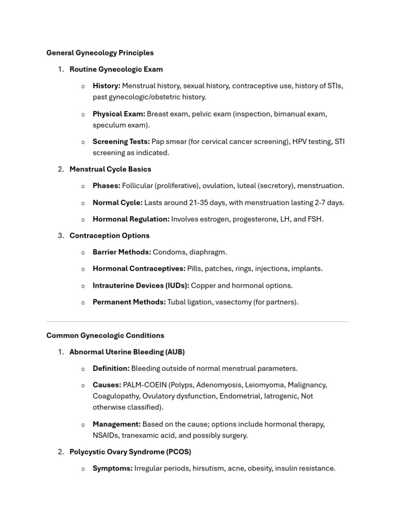 General Gyne Principles | PDF | Menstrual Cycle | Combined Oral ...