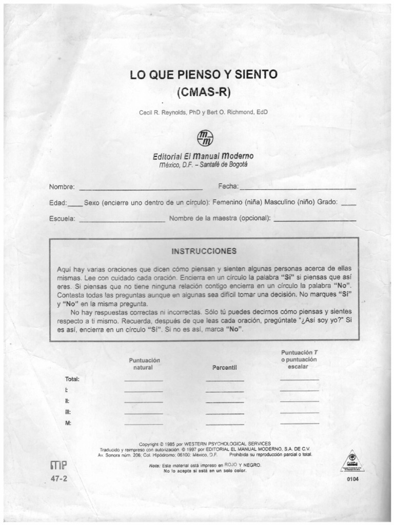 Cmas-R Protocolo | PDF