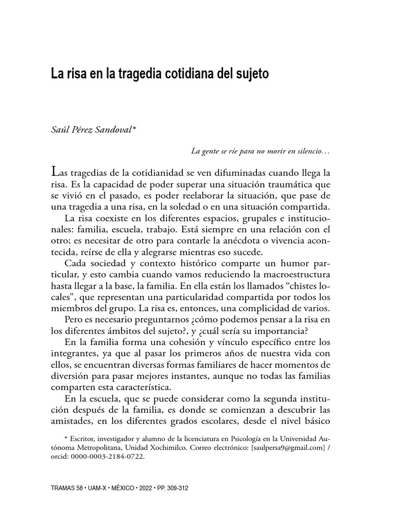 La Risa en La Tragedia Cotidiana Del Suj | PDF | La risa | Humor