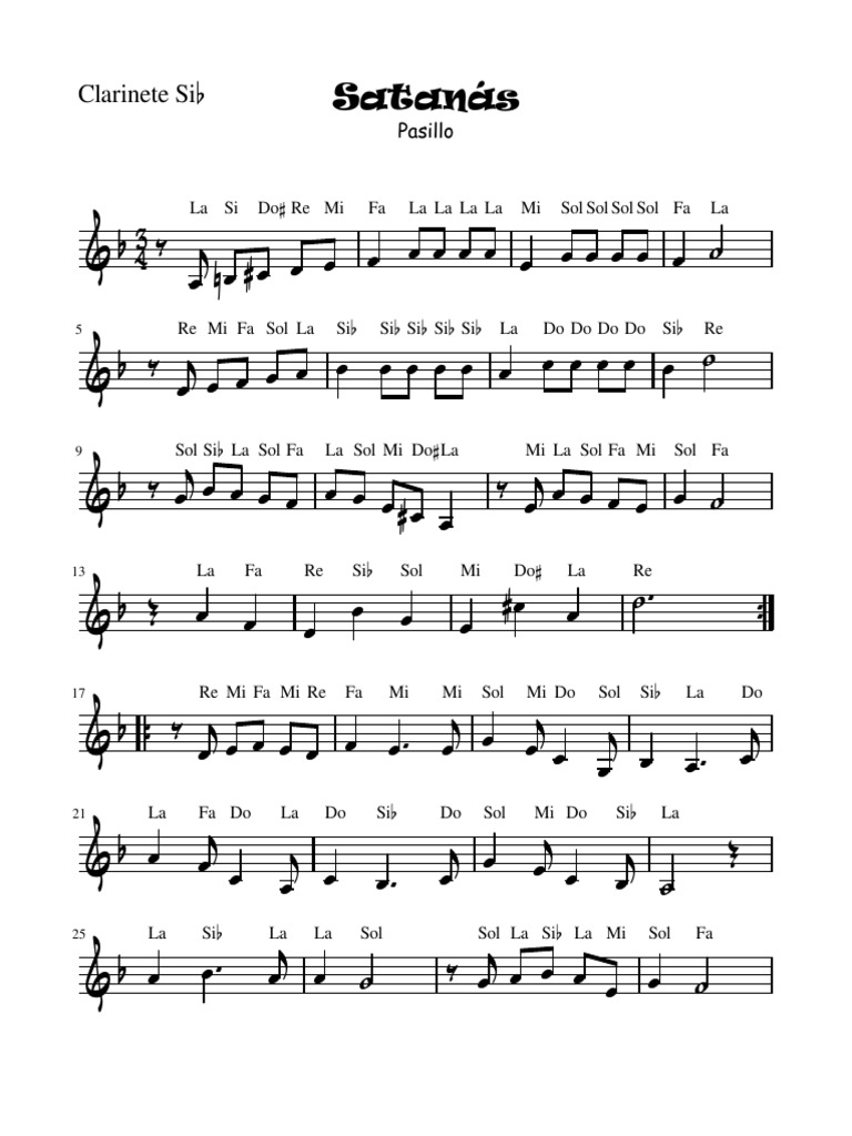 Escalas y Notas para Clarinete Si♭ | PDF | Pitch (Música) | Llaves ...