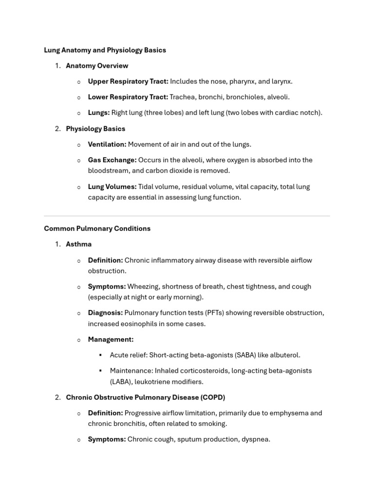 Lung Anatomy and Physiology Basics | PDF | Lung | Respiratory Tract