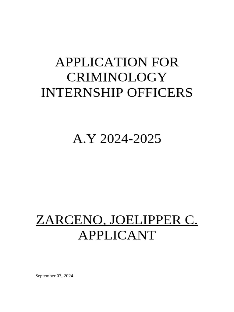 Application For Criminology Internship Officers | PDF