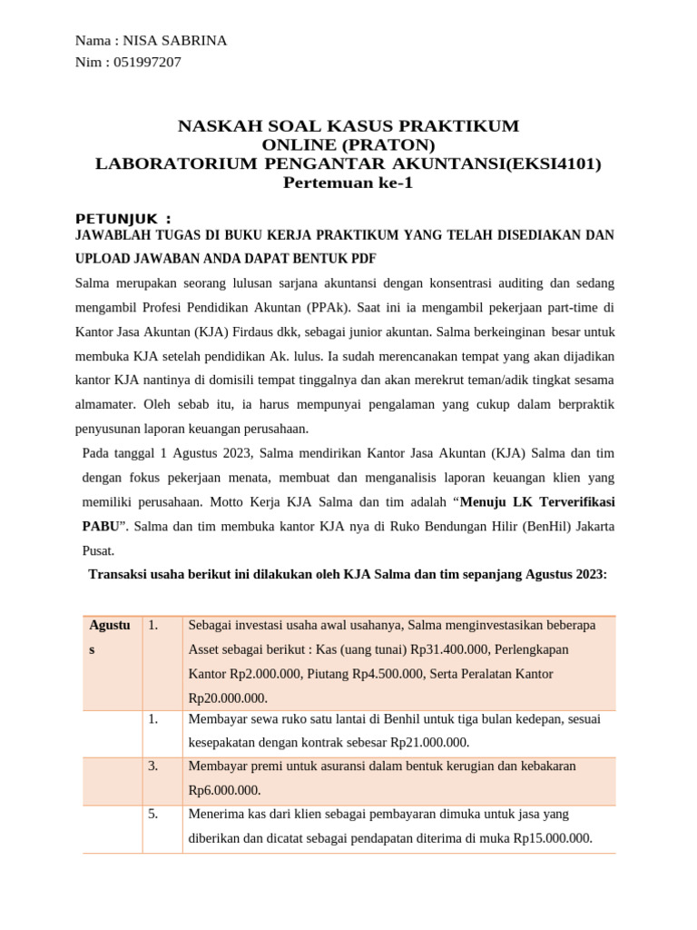 Jawaban Lab Auditing | PDF | Pengelolaan Keuangan & Uang