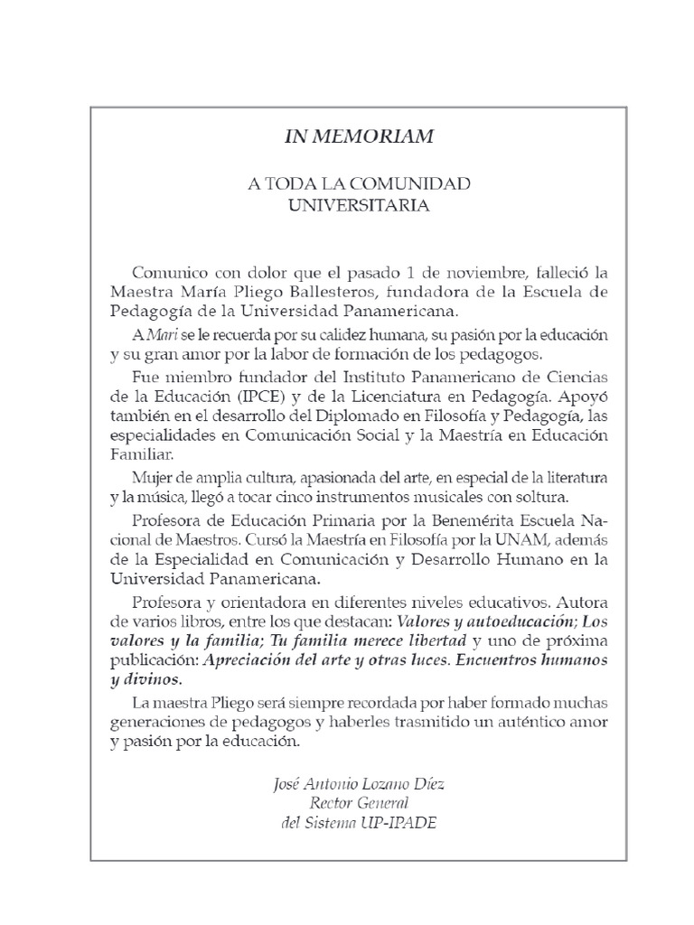 In Memoriam. María Pliego Ballesteros | PDF