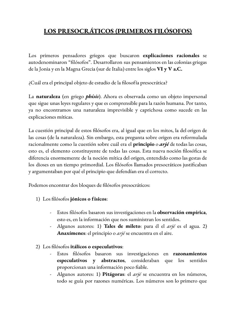 Presocr Ã¡ticos | PDF | Metafísica