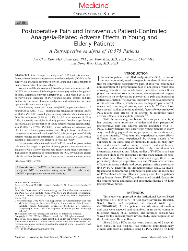 Koh2015 Postoperative Pain and IV PCA Related Edverse Effects in Young ...