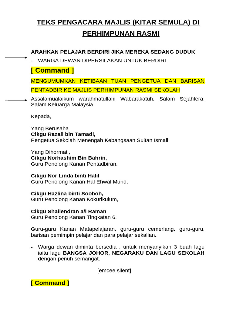 Teks Pengacara Majlis Assembly - Kitar Semula | PDF