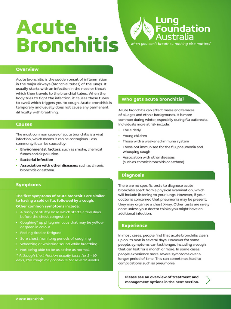 Acute Bronchitis: Causes and Care | PDF | Bronchitis | Cough