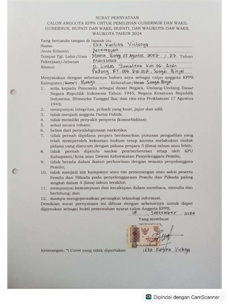 Pernyataan Eka | PDF