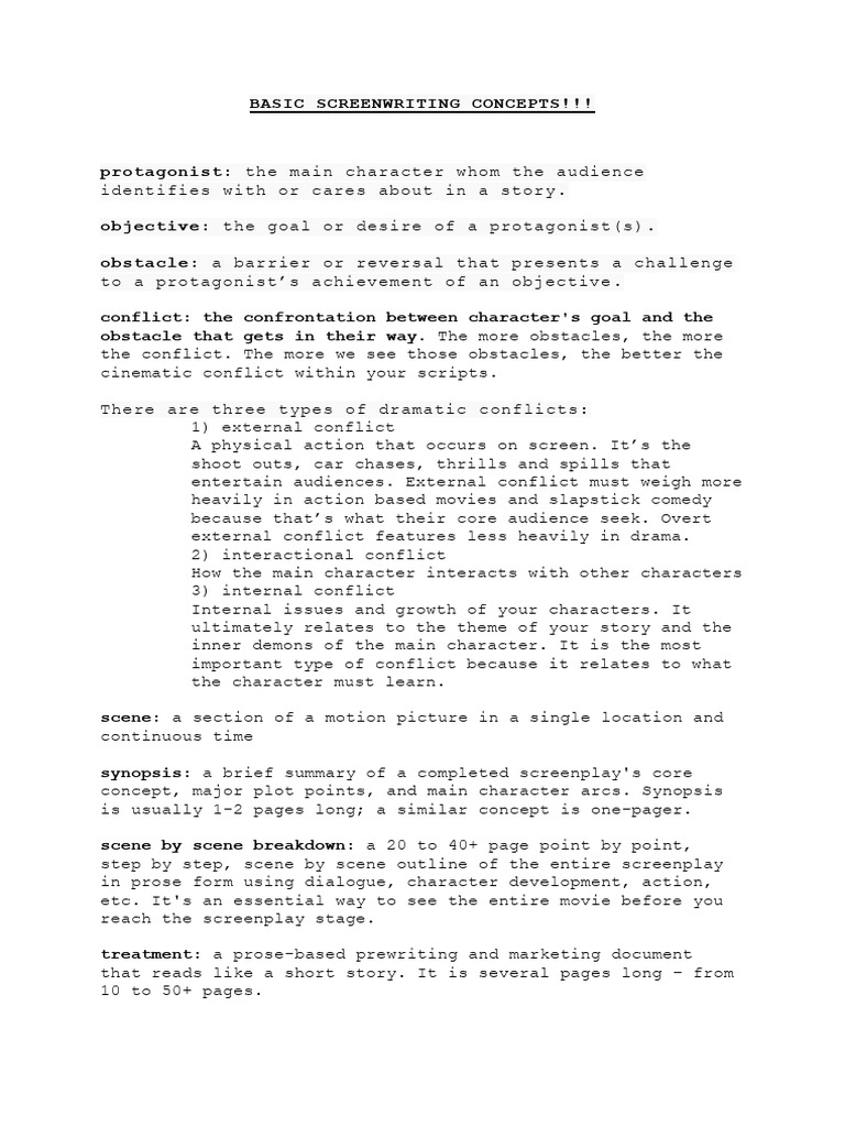 Essential Screenwriting Concepts Explained | PDF | Games & Activities ...