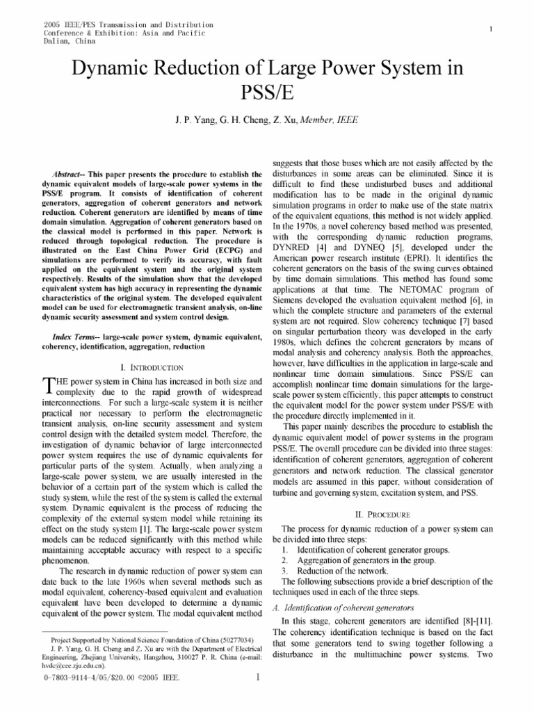 Dynamic Reduction in PSS/E Models | PDF | System | Electric Generator