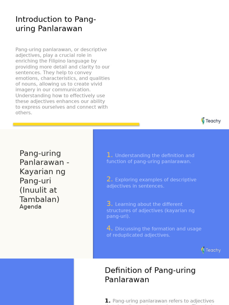 Slide Pang-Uring Panlarawan - Kayarian NG Pang-Uri Inuulit at Tambalan ...