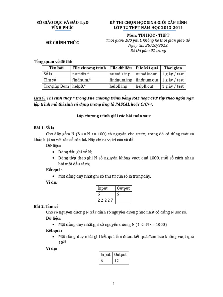 De HSG 12 VinhPhuc 2013-2014 - Easy | PDF