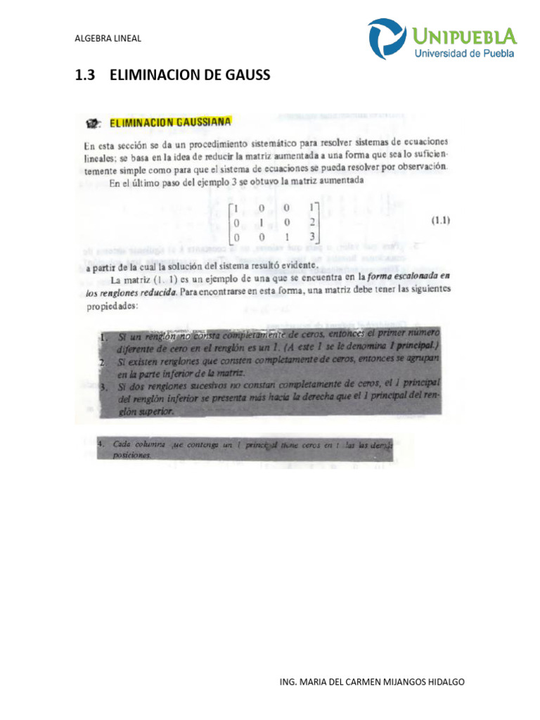 Clase 5 y 6 Eliminacion de Gauss | PDF