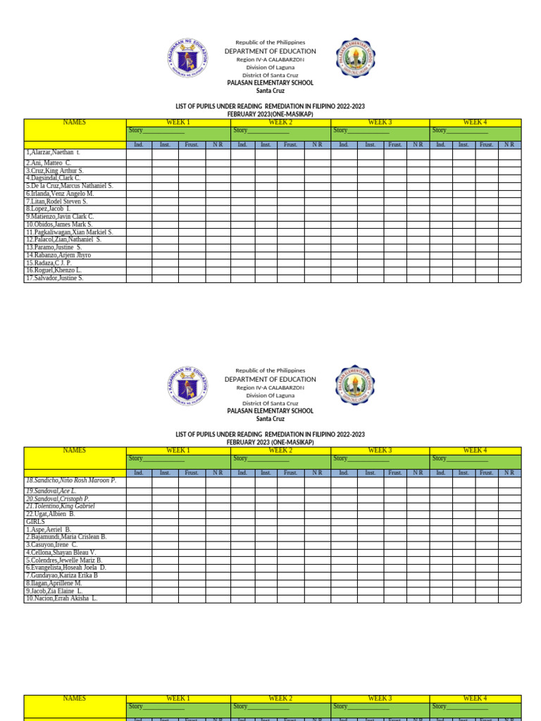 Reading Remediation Form | PDF