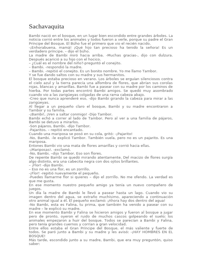 Cuento completo de Bambi ilustrado | PDF