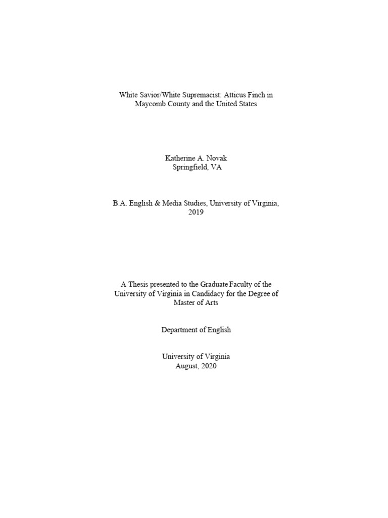 1 Novak Katherine 2020 MA | PDF | To Kill A Mockingbird | Harper Lee